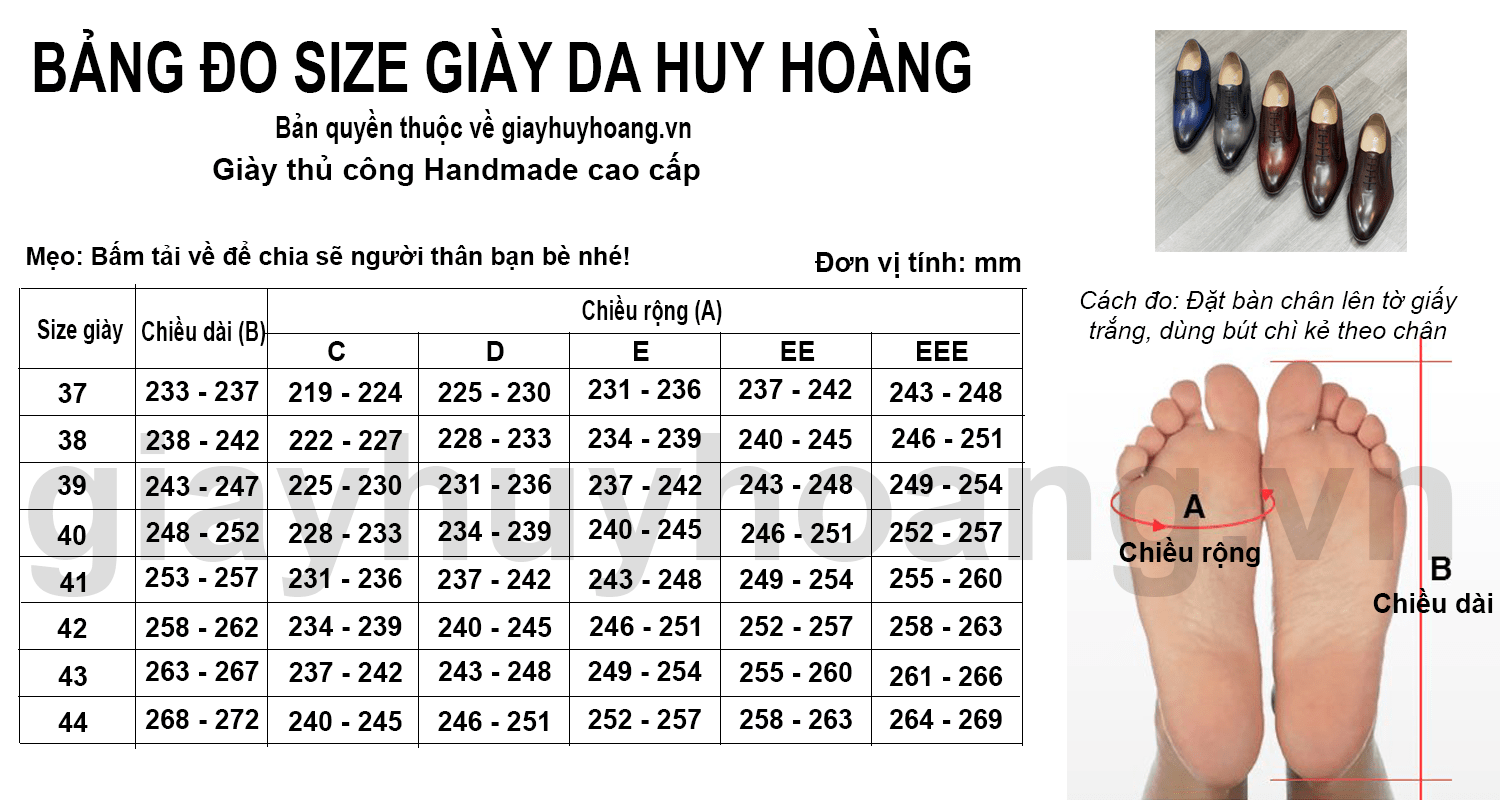 Hướng dẫn cách đo size giày bàn chân chuẩn cho giày da thủ công