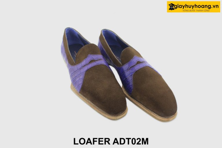 Bán Giày lười nam da lộn tím Loafer ADT02M chính hãng cao cấp #1